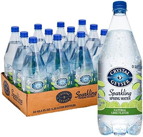 Crystal Geyser Natural Flavored Sparkling Spring Water, Lime, 12 Pack, Large 42 oz Bottles, No ...