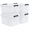 Amazon.com - Nihenok Set of 4 50 L Stackable Plastic Storage Container with Latching Lids and ...