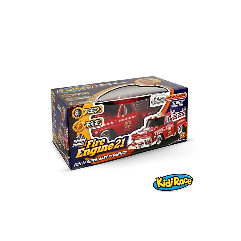 KidiRace RC Remote Control Fire Engine Truck, Rechargeable RC Car ...