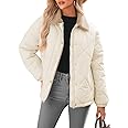 Dokotoo Women's Winter Casual Quilted Jackets Long Sleeve Button Down Puffer Jacket Padded ...