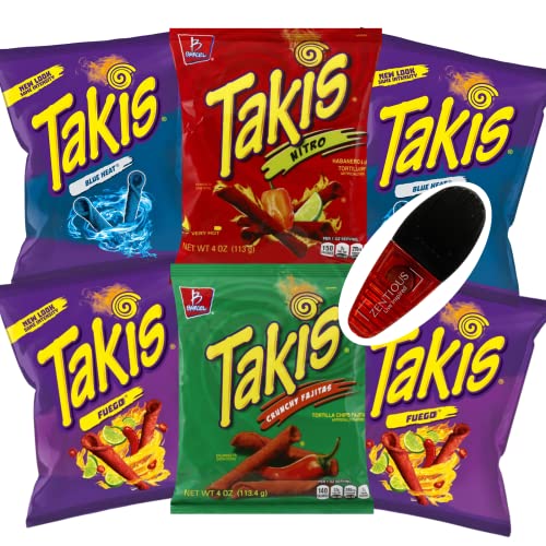 Takis Variety Pack All Flavors - 6 Pack Of Takis Blue Heat (2), Fajita ...