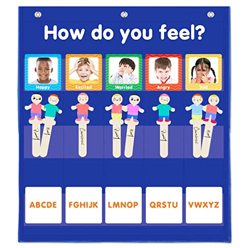 Eamay Emotions and Feelings Pocket Chart for Kids with 31 Cards,Social ...