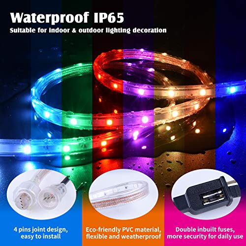 RGB Rope Lights Outdoor Waterproof,100ft LED Strip Light Color Changing ...