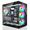 GIM ATX Mid-Tower PC Case Black 10 Pre-Installed 120mm RGB Fans Gaming ...