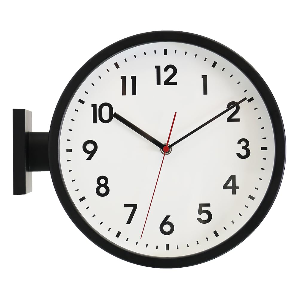 BESTIME 66296A Black Frame Double Sided Aluminum Wall Clock.Simple ...