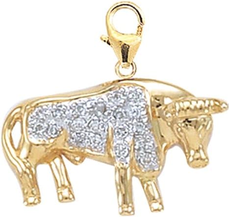 Amazon.com: 14K DIAMOND BULL CHARM- YELLOW GOLD: Jewelry