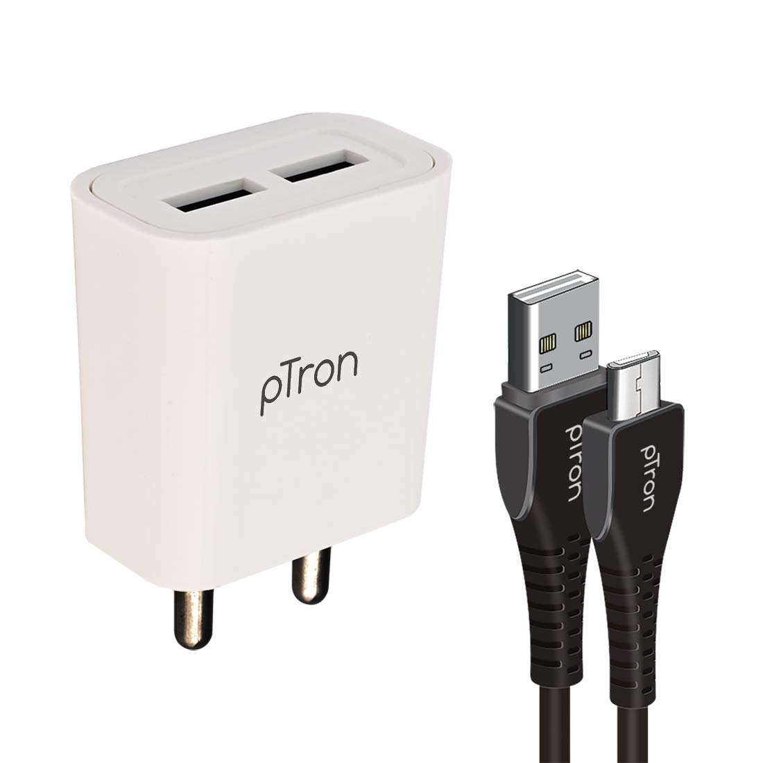 pTron Volta Evo 12W Single USB Smart Charger with 2.4A Micro USB 1 ...