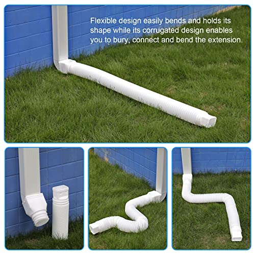 Plusgutter White-2pack Rain Gutter Downspout Extensions Flexible, Drain ...