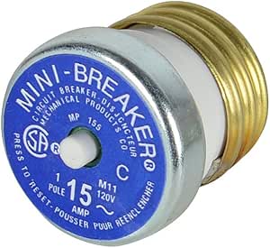 15 Amp 115V Edison Base Mini Circuit Breaker Push Fuse : Amazon.ca: Home