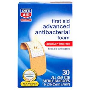 Amazon.com: Rite Aid Bandages, Flexible Foam, 1' x 3", 30 ea: Health ...