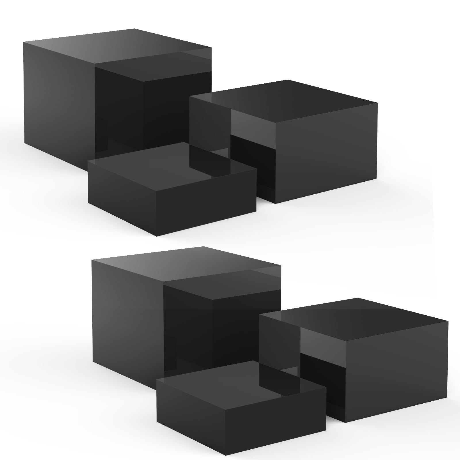DILIBRA Sets of 6 Glossy Black Acrylic Cube Display Nesting Risers ...