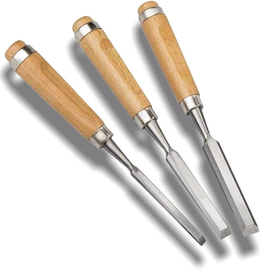 3X 12-18-24mm Holzbeitel, Schnitzbeitel, Stechbeitel, Meissel, Beitel ...