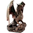 Amazon.com: Pacific Giftware Bronzite Dragon Standing on Rock Statue ...