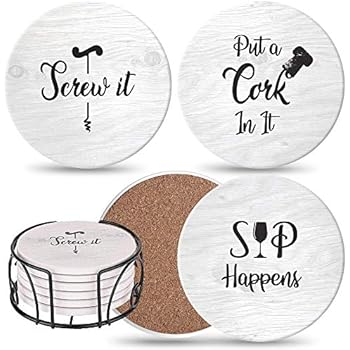 Amazon.com | Drink Coasters, Set of Six, glass drink coasters that ...