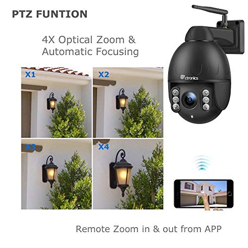 Ctronics PTZ Camera Outdoor,1080P WiFi Security IP Camera, 355° Pan 120 ...