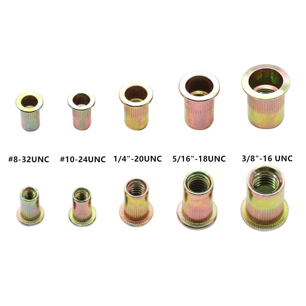 Eowpower 120Pcs Zinc Plated Carbon Steel Rivet Nut Flat Head Threaded ...