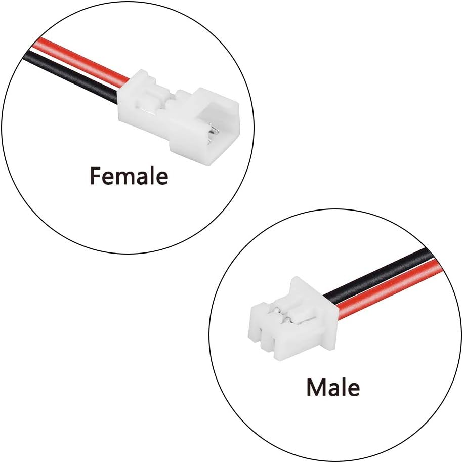 YIXISI 25 Pairs 1.25 JST PH 2-Pin Micro Electrical Male and Female Connector Plug with 10 cm ...
