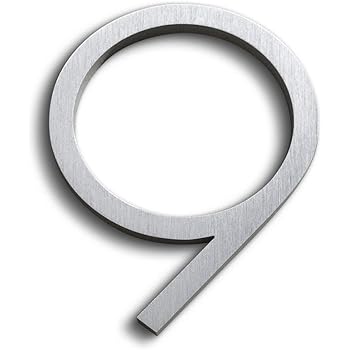 Amazon.com : Modern House Number Aluminum Modern Font Number Nine "9" 6 ...