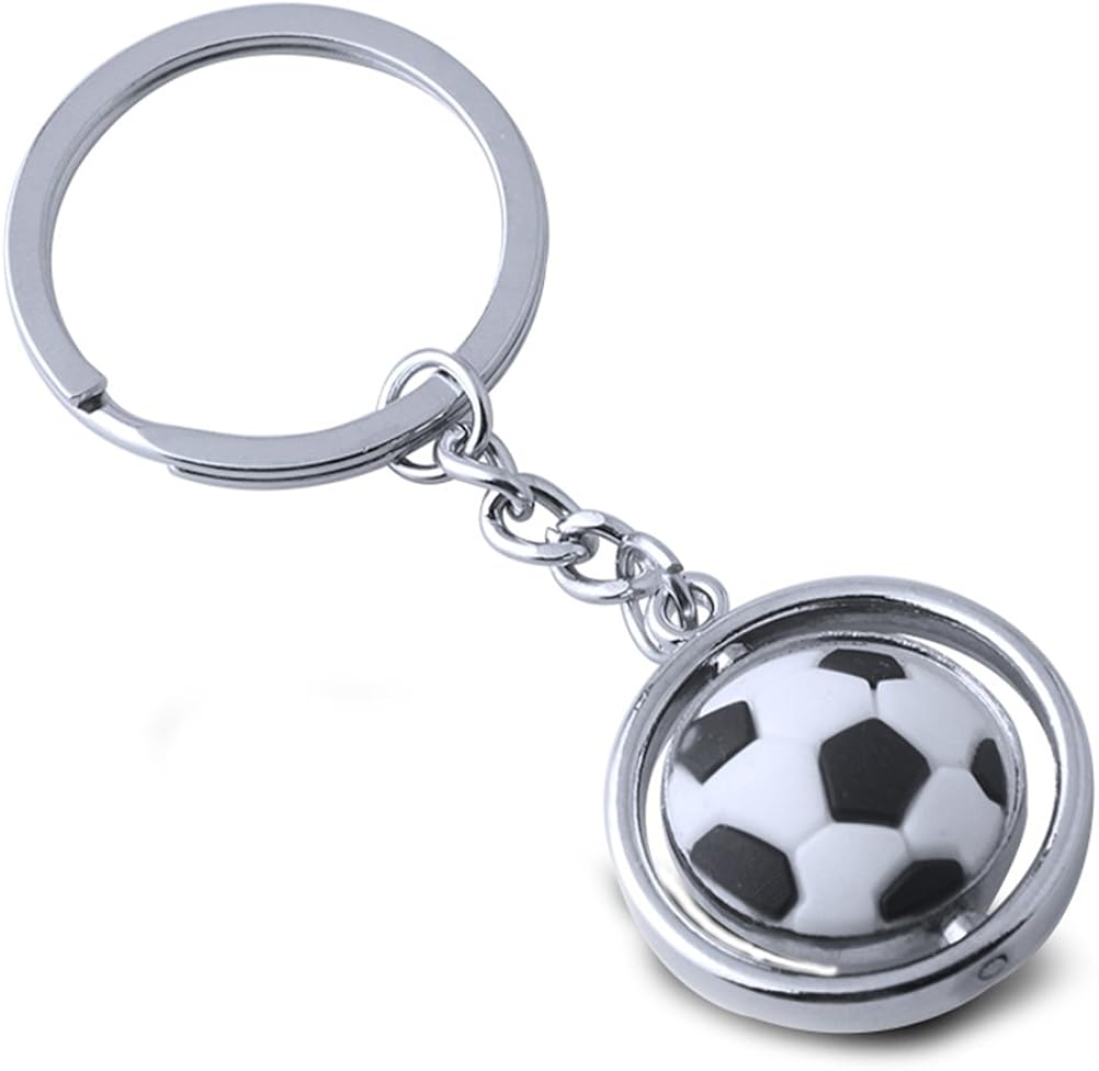TOYMYTOY Football Keyring Metal Rotating 3D Sports Keychain, Birthday ...