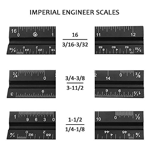 Aluminum Architectural Scale Ruler,12" 3 Sided Architect Ruler for ...