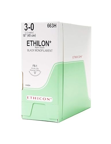 Ethicon 663H Nylon Suture, Synthetic Non-absorbable, FS-1, 3/8 Circle ...