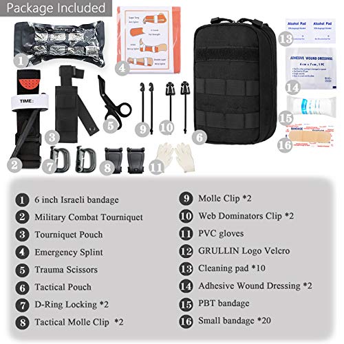 GRULLIN MOLLE IFAK Trauma Kit,Tactical First Aid Kit,Emergency EMT ...