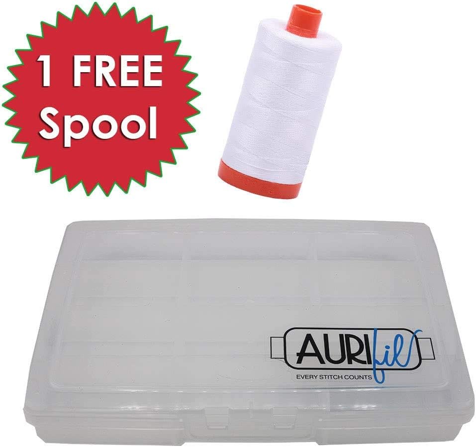 Aurifil Empty 12 Spool Storage Case + 1 Free White 50wt Cotton Thread ...