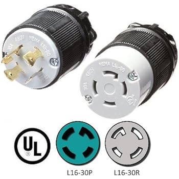 Leviton 2731 30 Amp, 480 Volt 3-phase, NEMA L16-30P, 3P, 4W, Locking ...