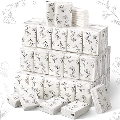 Yinder 100 Bulk Pocket Tissues - Black Flower Travel Size Individual ...