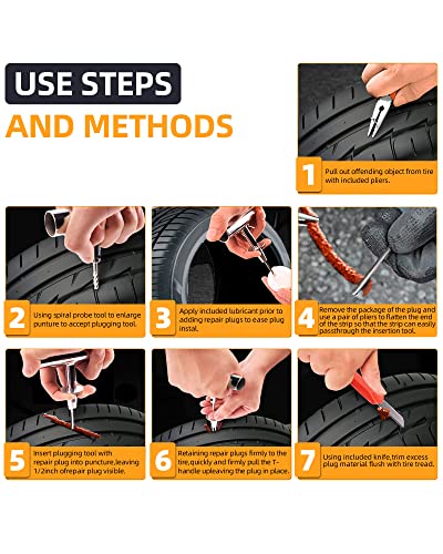 Tire Pump 98-Piece Heavy Duty - Universal Plug & Patch Kit For Cars ...