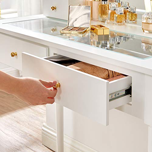 VASAGLE Vanity Set, Makeup Vanity Table with Mirror 10 Dimmable Light ...