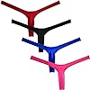 JAXFSTK Sexy Men's Shiny Ice Silk Bikini Thong Underwear Male Bulge ...