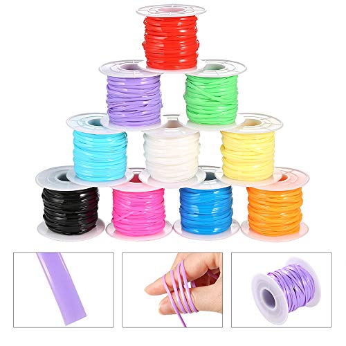 PP OPOUNT Lanyard String, 10 Rolls Plastic Lacing String with 20 Snap ...