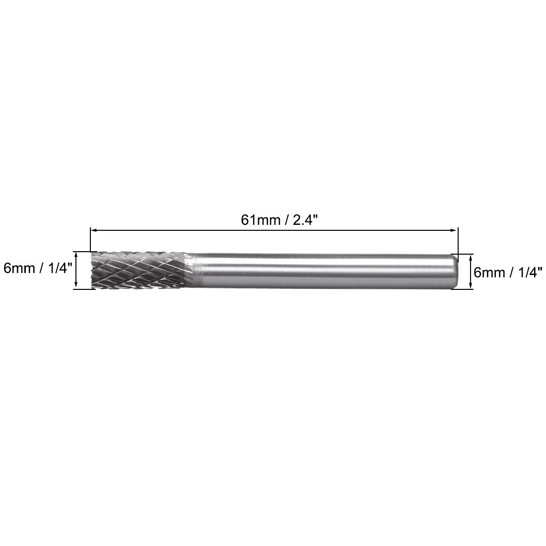 uxcell Carbide Burrs YG8 Double Cut Rotary Burrs File Cylinder Shape Cutting Burrs with 1/4 ...