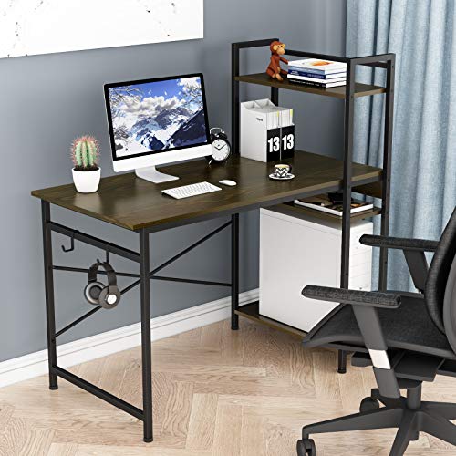 Engriy Computer Desk with 4 Tier Shelves for Home Office, 47" Writing ...