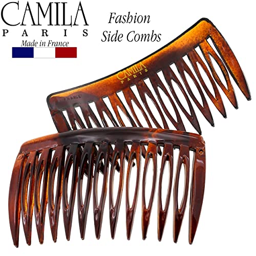Camila Paris AD825/2 French Hair Side Comb, Small, Curved Tortoise Shell French Twist Hair Combs ...