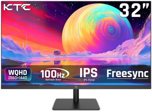 KTC 32 Inch 2K 100Hz Computer Monitor, IPS QHD 2560 x 1440p Monitor with Ultra-Thin Bezels ...