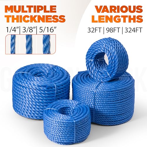 Blue Twisted Polypropylene Tarp Rope - Floating Poly Pro Cord ...