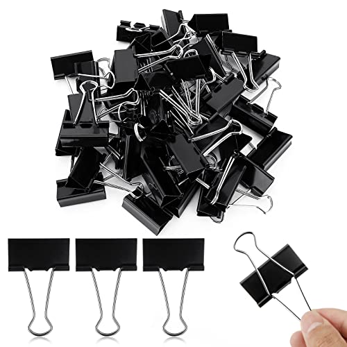 ZIQI 120Pcs 1.6 Inch Large Binder Clips, Black Big Paper Clips for ...