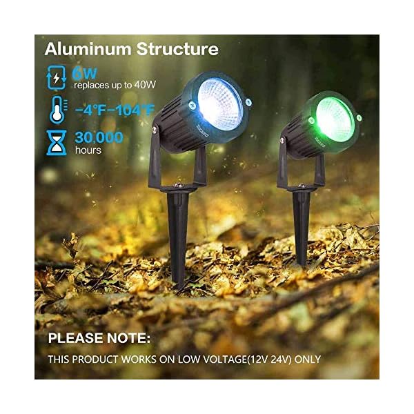 ZUCKEO Landscape Lighting 6W RGB Remote Control LED Landscape Lights ...