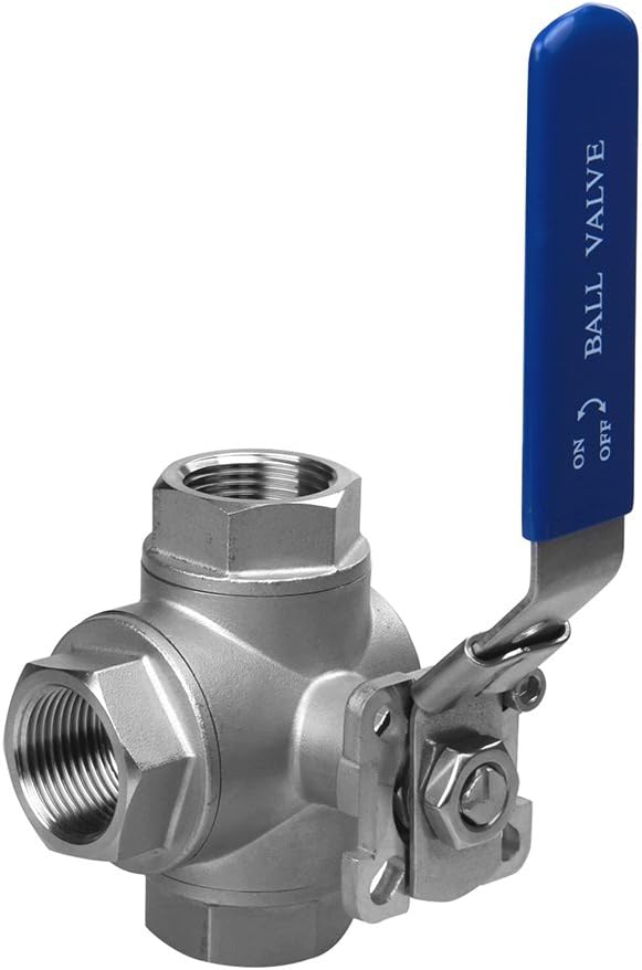 3-Way Ball Valve L Type 316 Stainless Steel Reduce Port 1/2 BSP Thread ...