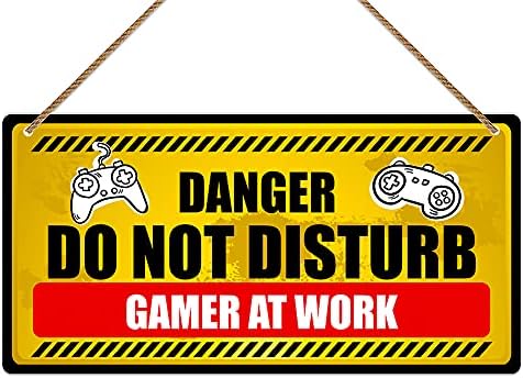 SICOHOME Game Room Door Sign,6 x 12" Funny Gamer Gift Sign,Novelty Do ...