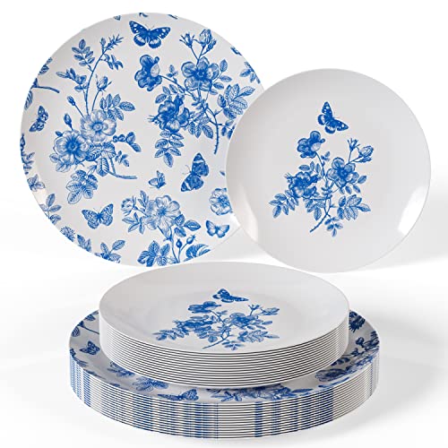 Trendables 80 Piece Plastic Disposable Plates Set For 40 Guests I 40 X ...