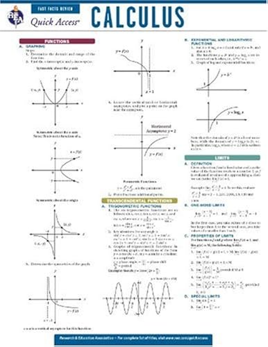 Calculus - REA's Quick Access Reference Chart (Quick Access Reference Charts) in Oman | Whizz ...