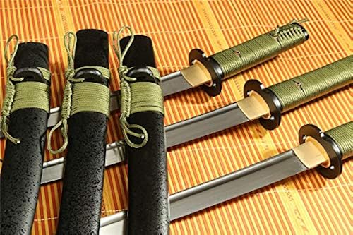Handmade Tactical Sword Outdoor Survival Katana + WAKIZASHI +Tanto 1095 ...