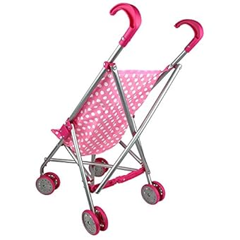 Precious Toys Pink & White Polka Dots Foldable Doll Stroller with ...