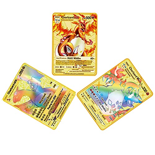 Charizard Metal Card Plated Cards Rainbow Gold Card Golden Vmax DX GX ...