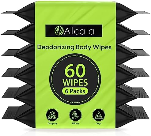 Alcala Deodorizing Body Wipes 100% Bamboo with Tea Tree, Multipack (60 ...