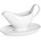 Amazon.com | Kook Gravy Boat & Saucer, 17 oz, Ceramic Serving Dish, Dispenser with Tray for ...