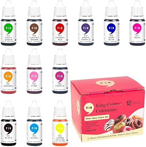 JIUPIN Food Coloring - 12 Color Rainbow Fondant Cake Food Coloring Set ...